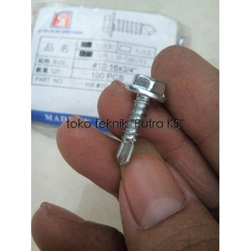 Jual Baut Baja Ringan / Baut Roofing Ukuran #10x3/4 Isi 100Pcs - Kab ...