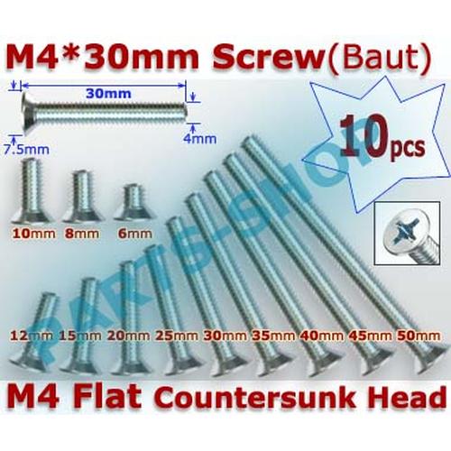 Jual Baut M4 4x30mm Flat Countersunk Head screw baud payung 4mm*30mm ...