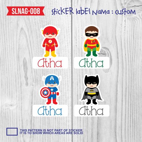 Jual Stiker label nama anak karakter kartun pahlawan lucu (SLNAG-008 ...