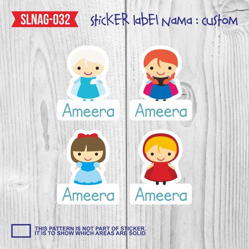 Jual Stiker label nama anak karakter kartun princess cantik (SLNAG-032 ...