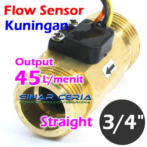Jual Water Flow Sensor 3/4" Kuningan Aliran Air Cairan Liquid Meter 1 ...