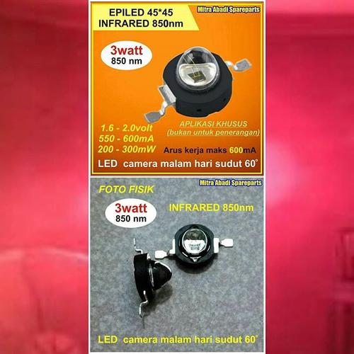 Jual HPL 3W/High Power LED 3 Watt Infrared/Inframerah 850 nm 60 Derajat ...