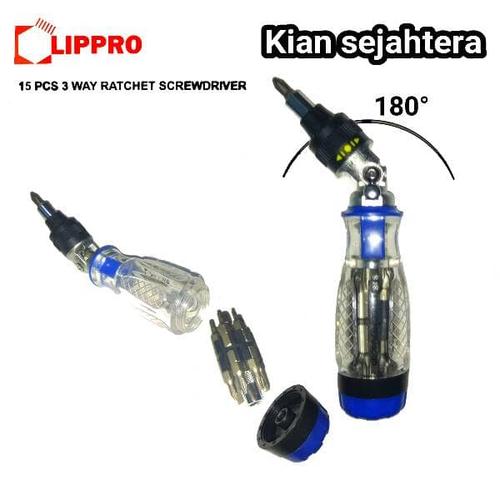 Jual Obeng rachet 15pc lippro 129-01. obeng ratchet multi tool ...