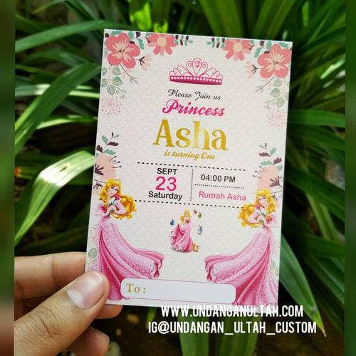 Jual Cetak undangan dan topi ulang tahun tema Princess - Kota Tangerang ...