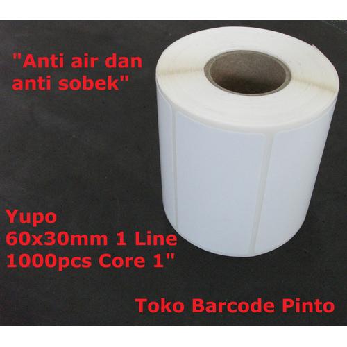 Jual Yupo 60x30mm Core 1" 1 Line 1000pcs Gap 2mm Label Sticker Barcode ...