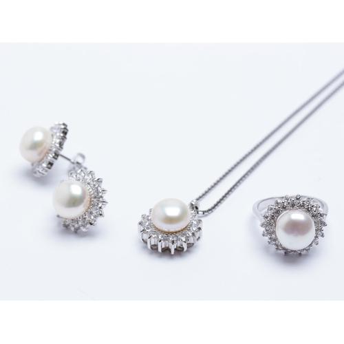 Jual Set Perak Emas Putih dan Mutiara ASLI - P Set 017 + Free Velvet ...