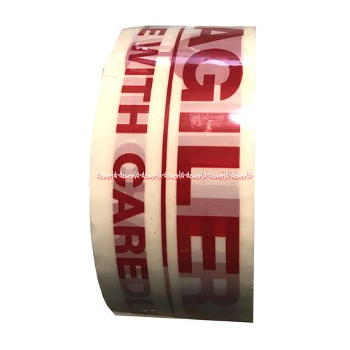 Jual Fragile Handle With Care Tape white Lakban Peringatan Panjang 100M ...
