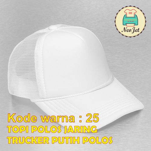 Jual Topi Polos Jaring Trucker Moncong Lengkung Dewasa - 11 PUTIH NAVY ...
