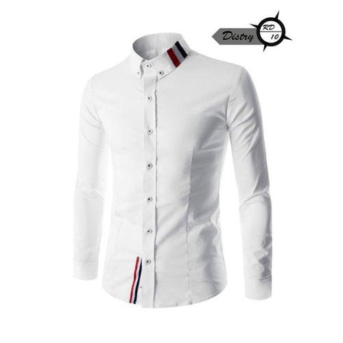Jual kemeja casual pria warna putih - Kemeja slimfit - Putih, S - Kota ...