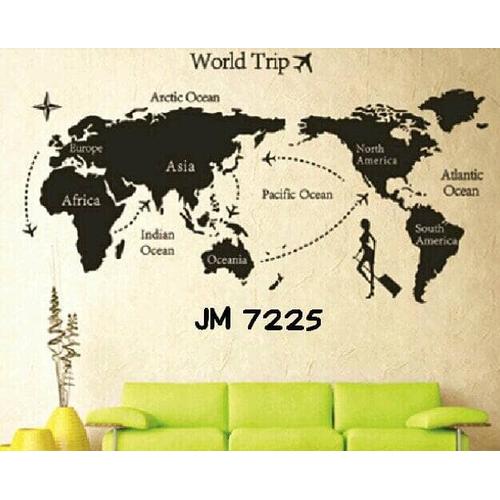 Jual Wall Stiker Uk.60x90 Wall Sticker Dinding Peta Dunia World Trip ...