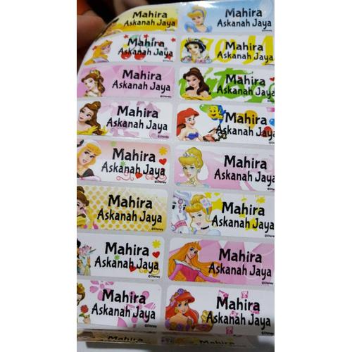 Jual Label nama Paket Mini sticker waterproof Princess Disney 4 - L isi ...