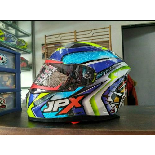 Jual helm jpx fullface MotoGP motif biru muda - Kab. Kotawaringin Barat ...