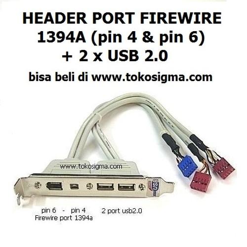 Jual HEADER PORT FIREWIRE 1394A pin 4 + pin 6 + 2x port USB 2.0 ...