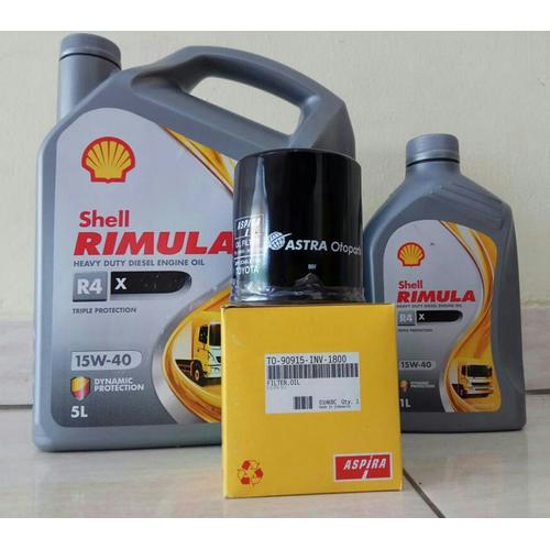 Jual Paket Oli Mobil Diesel SHELL RIMULA R4X 6 L + Filter Oli FORTUNER ...