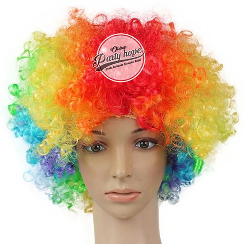 Jual wig rainbow / rambut palsu kribo allsize / wig badut / rambut ...
