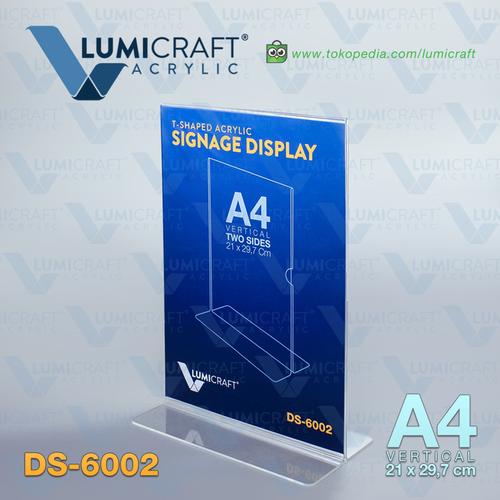 Jual Tent Card Acrylic model T / Display Akrilik ukuran A4 Vertikal Dua Sisi ukuran 21 x 29,7 cm ...