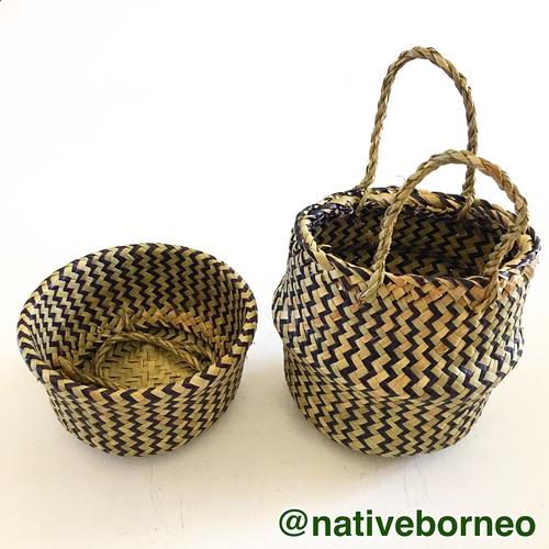 Promo Keranjang Purun 20 x 20, Purun Belly Basket Motif Chevron , Cover ...