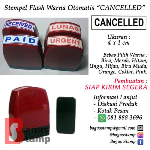Jual Stempel CANCELLED Warna Otomatis Flash - Kuning, Tinta Standar ...