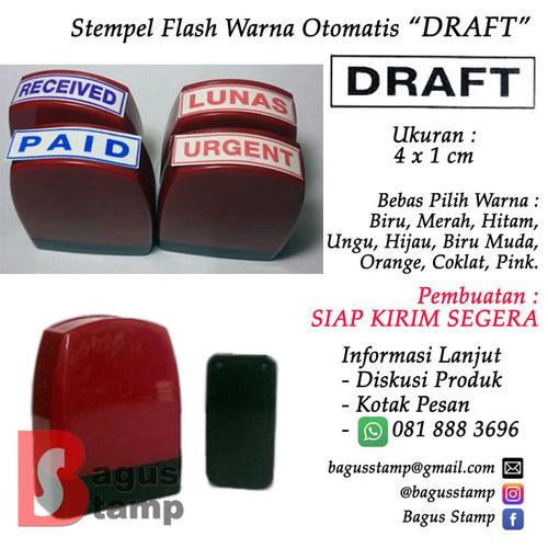 Jual Stempel DRAFT Warna Otomatis Flash - Hitam, TintaWaterproof ...