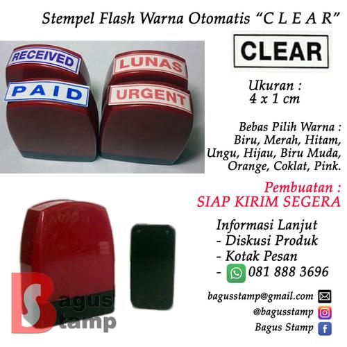 Jual Stempel CLEAR Warna Otomatis Flash - Biru Muda, Tinta Standar ...