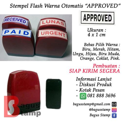 Jual Stempel APPROVED Warna Otomatis Flash - Merah Muda, Tinta Standar ...
