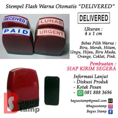 Jual Stempel DELIVERED Warna Otomatis Flash - Hitam, Tinta Standar ...