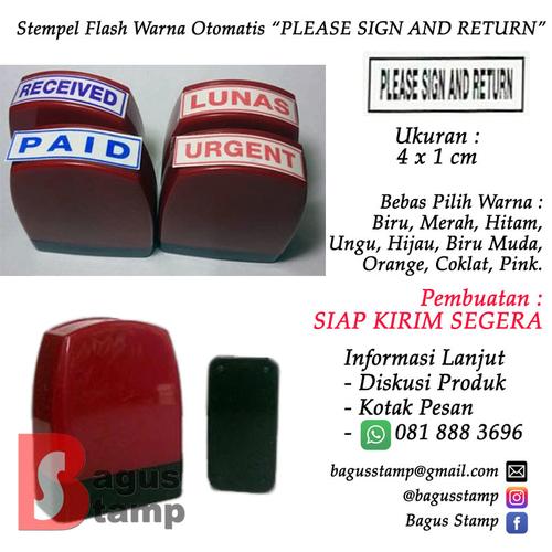 Jual Stempel PLEASE SIGN AND RETURN Warna Otomatis Flash - Hitam, Tinta ...