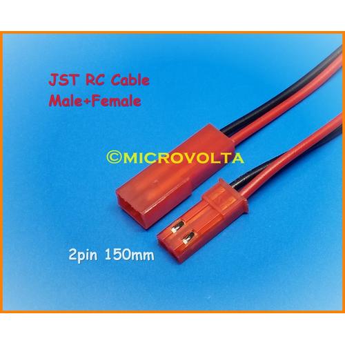 Jual JST Connector RC Cable 2 pin Male+Female - Kota Bandung ...