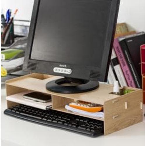 Jual Rak Keyboard Kayu Wooden Shelf 2 Susun Organizer Komputer Rack ...