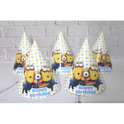 Jual Custom topi ulang tahun kerucut Minion / topi ultah custom minion ...