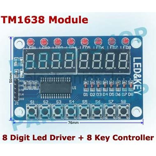 Jual TM1638 8 Key + 8 digit 7-Segment display LED Driver Controller ...