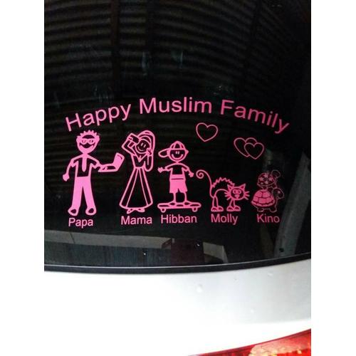 Jual Stiker Kaca Mobil Happy Family Keluarga Muslim (sticker) - Kab ...