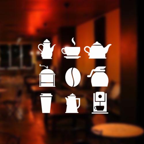 Jual Sticker Icon Kopi Coffee Stiker Dinding Kaca Cafe Rumah Warung ...