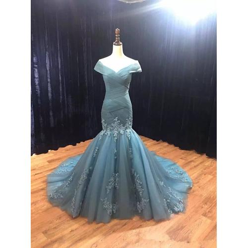 Jual 1702016 Biru Mermaid Ekor Gaun Pengantin Wedding Gown Dress - Kota ...
