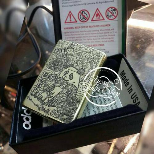 Jual zippo/zippo original desain panda/korek zippo/zippo custom ...