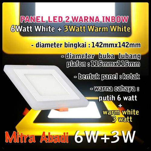 Jual Panel LED 2 Warna 6W White/Putih + 3W Warm White INBOW Kotak Besi ...