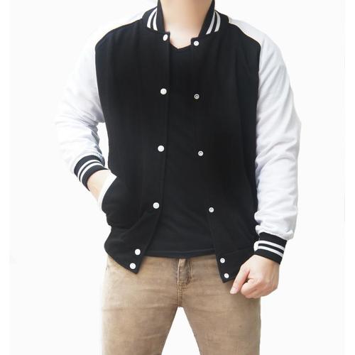 Jual JAKET POLOS BASEBALL HITAM PUTIH! SWEATER PRIA WANITA MURAH ...