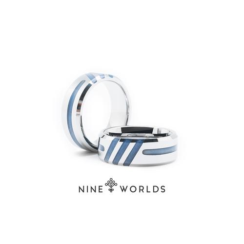 Promo Nine Worlds Ring cincin TUNGSTEN CERAMIC 18K CARBON LUME Pria ...