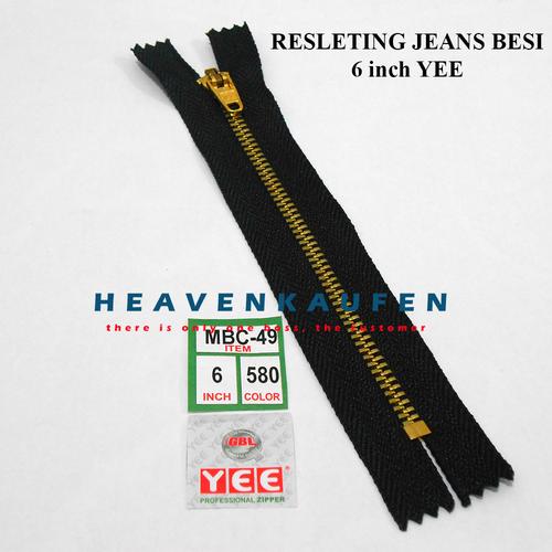 Jual Resleting Zipper Celana Jeans Besi YEE 15 cm (6 inch) Hitam-Gold ...
