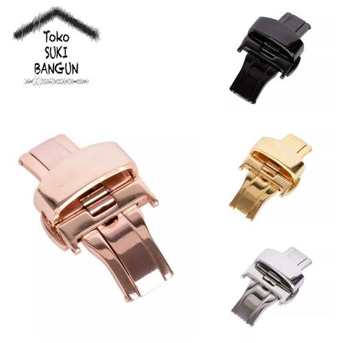 Jual PUSH BUTTON Buckle Butterfly Deployment Double Folding Clasp ...