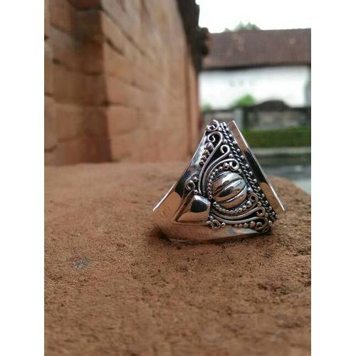 Jual emban cincin perak handmade ukir klasik elegant batu oval - Kab ...