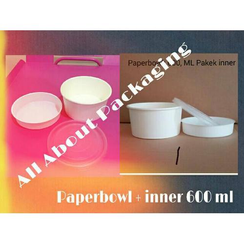 Jual paper bowl uk: 600 ml / mangkok kertas + inner + tutup - Kota ...