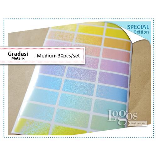 Jual Gradasi Metalik MEDIUM Label nama Stiker polos warna pastel soft ...