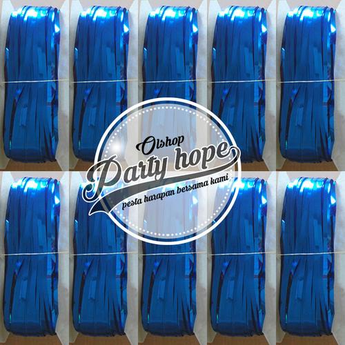 Jual tirai foil biru / backdrop biru / foil fringe curtain/ background ...