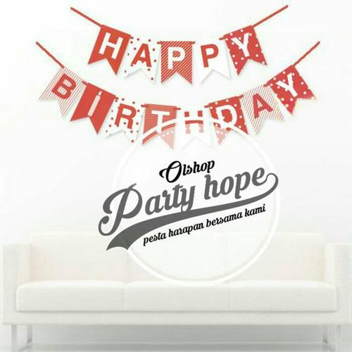 Jual Bunting Flag HBD Merah Putih / Banner HBD / Bunting Flag Merah ...