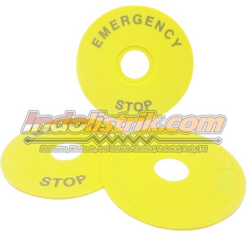 Jual Warning Circle Plate 90mm TAB Emergency Stop Label Push Button ...