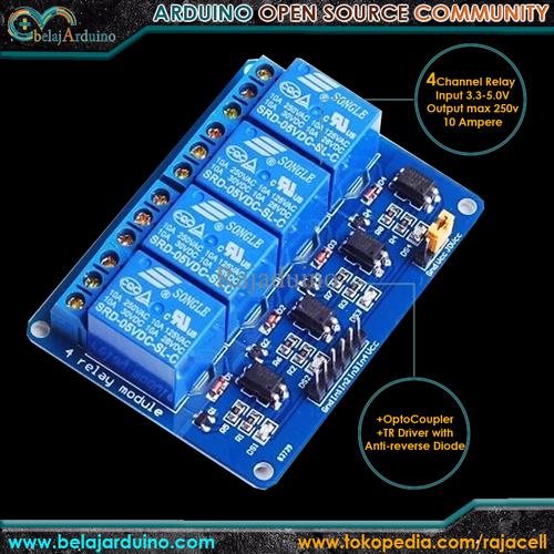Jual Relay Module 4 Channel 5V for Arduino ( Best Quality ) - Kota ...