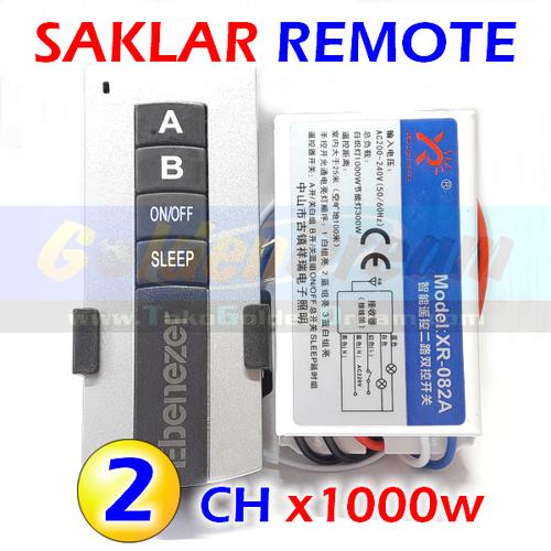 Jual HQ - Saklar Remote 2x 1000w Wireless Switch AC 220v 2 Channel RF ...