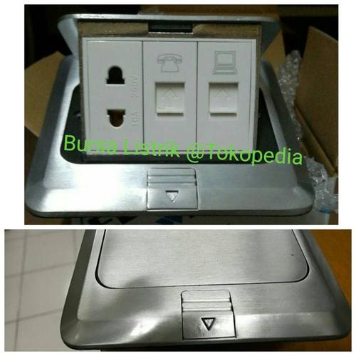Jual Stopkontak Lantai 2 pin + telepon + outlet data cat 5 + inbow ...
