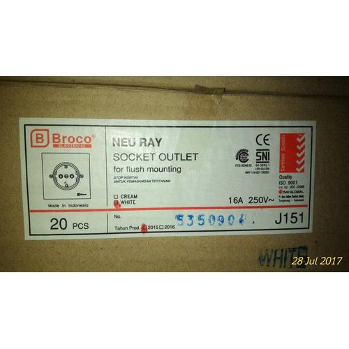 Jual stop kontak tanam || Inbow socket outlet merek Broco New Ray J-151 ...